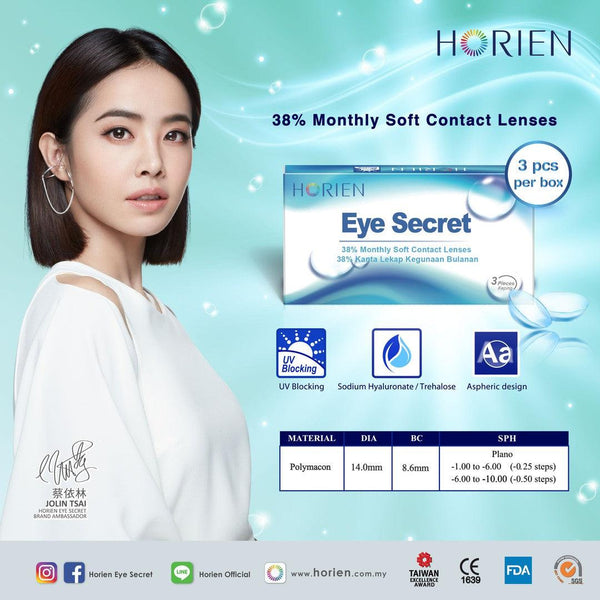 Eye Secret 38% Monthly Soft Contact Lenses (Clear) 3pcs Contact Lens ...
